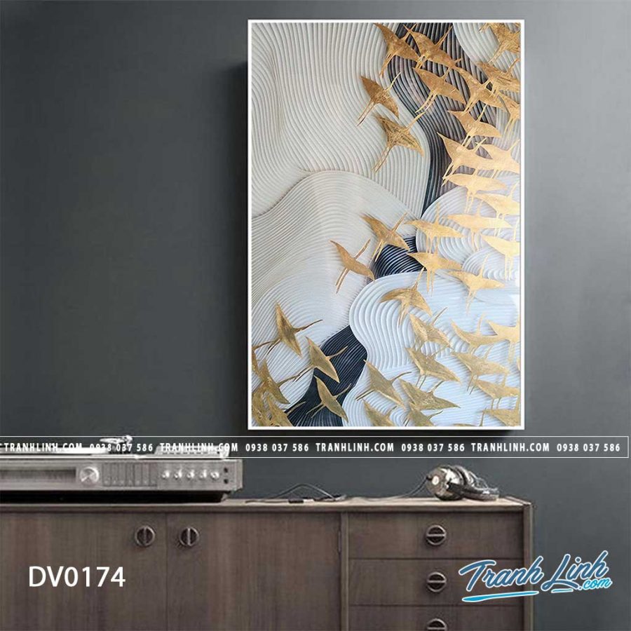 Tranh Canvas Treo Tường Trang Trí Dát Vàng - DV0174 - Tranh Linh