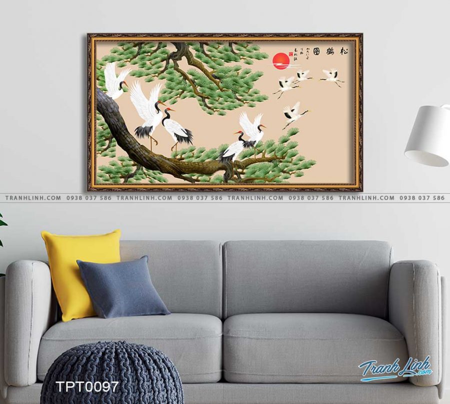 Tranh Canvas Hạc Trường Thọ - TPT0097 - Tranh Linh