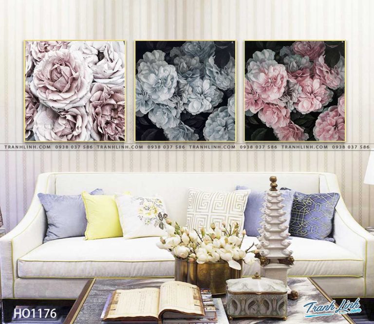 Bộ Tranh Canvas Hoa Mẫu Đơn Trang Trí - HO1176 - Tranh Linh
