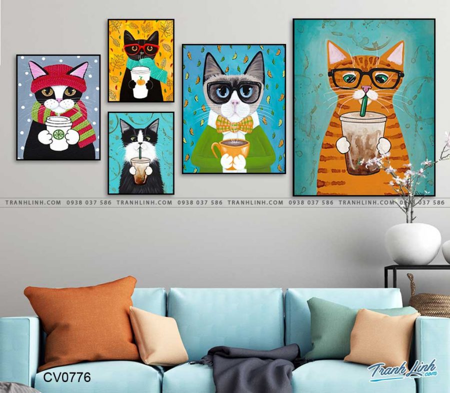 Bộ Tranh Canvas Con Mèo - CV0776 - Tranh Linh