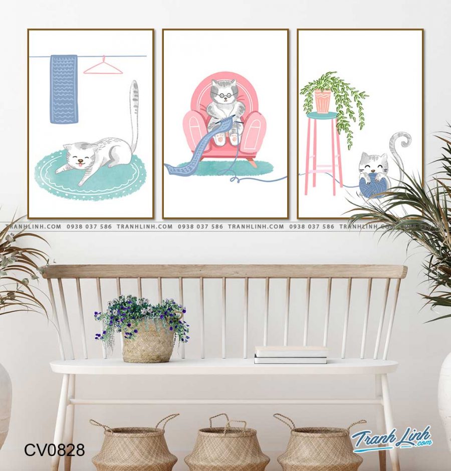 Bộ Tranh Canvas Con Mèo - CV0828 - Tranh Linh