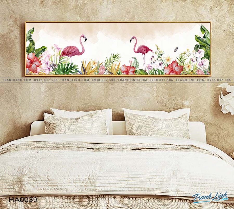 Tranh Canvas Hồng Hạc Và Hoa Lá - HA0039 - Tranh Linh