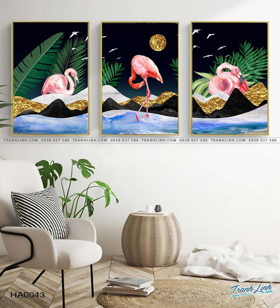 Bộ Tranh Canvas Hồng Hạc Dưới Ánh Trăng - HA0043 - Tranh Linh