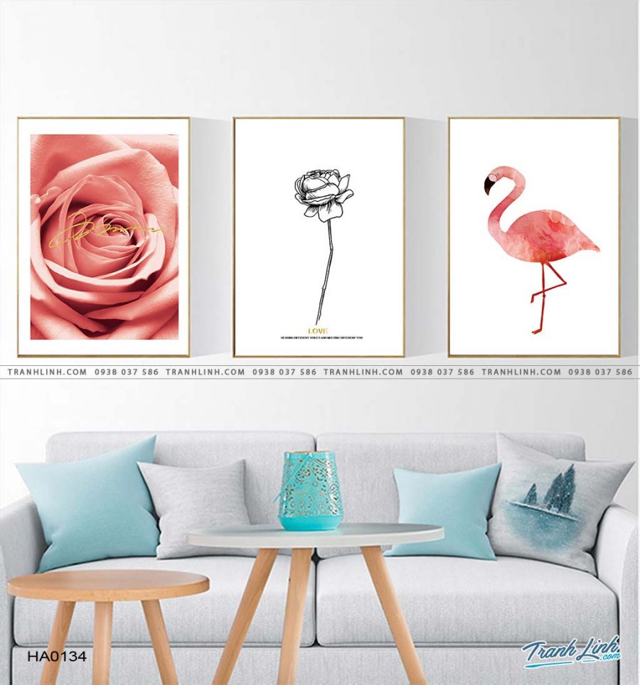 Bộ Tranh Canvas Hồng Hạc Và Hoa Hồng - HA0134 - Tranh Linh